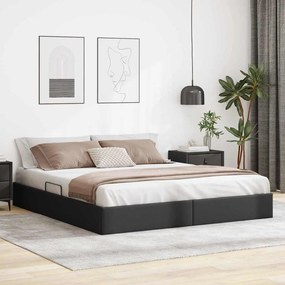 Postel s úložným prostorem Černá 193 x 203 cm Umělá kůže 3369976