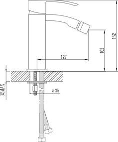 Sapho GINKO 35 1101-03B bidetová baterie bez výpusti černá mat