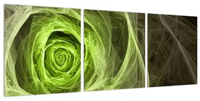 Abstraktní obraz zelené růže (90x30 cm)