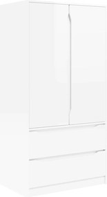 Šatní skříň se zásuvkou Vysoký Lesklý Bílý 79,5 x 49 x 156 cm 3406249