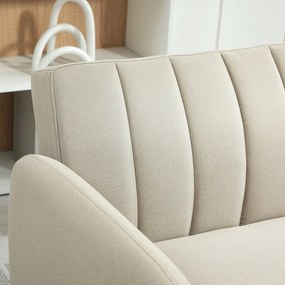 HOMCOM Šedý 2-místný rozkládací pohovka se skandinávským designem, sklápěcí opěradlo v 3 pozicích, dřevěné nohy, látkový vzhled v béžové barvě