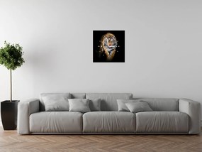 Gario Obraz s hodinami Silný tygr Rozměry: 40 x 40 cm