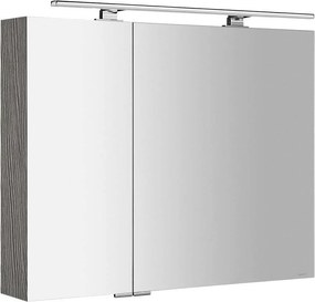 Sapho Mirró - Zrcadlová skříňka s LED osvětlením 90x70x16 cm, 2x dvířka, dub stříbrný MC090-0011
