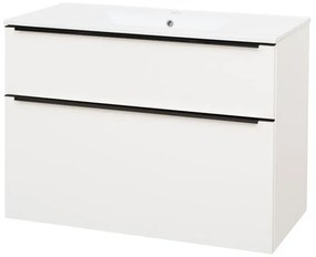 Mereo Mereo, Mailo, koupelnová skříňka s keramickým umyvadlem 101 cm, černé madlo, CN512B