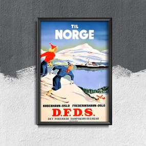 Retro plakát Norsko ski