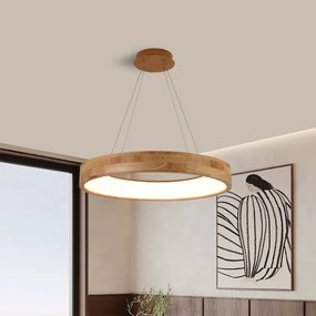 Brilagi -LED Lustr na lanku FALCON WOOD LED/40W/230V 3000/4000/6000K 60 cm dřevo