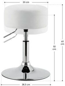 Taburet  Tonia, bílý, výškově nastavitelný