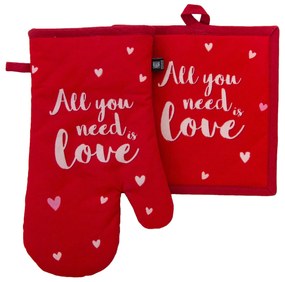 Vánoční kuchyňský set vánoční rukavice/chňapka ADORE červená, 18x30 cm/20X20 cm 100% bavlna