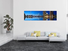 Obraz - noční Rotterdam (170x50 cm)