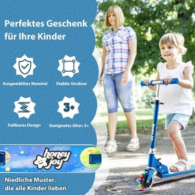 Costway Dětská koloběžka na 2 kolech se stojanem na blikající kola a hračkou