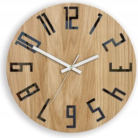 Dřevěné hodiny Dub Slim_Wood_White ModernClock