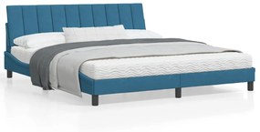 vidaXL Rám postele s LED osvětlením modrý 180 x 200 cm samet