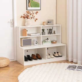 Costway Botník s 6 přihrádkami 2-in-1 kombinace police a botníku Moderní