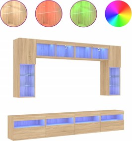 8dílná obývací stěna s LED osvětlením dub sonoma 3216766