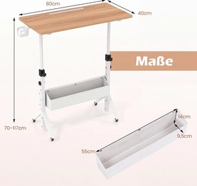 Costway Stůl k stání, výškově nastavitelný 70-117 cm, na kolečkách