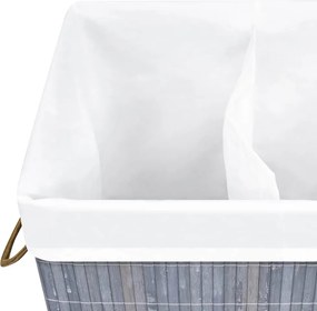 Bambusový koš na prádlo se 2 přihrádkami šedý 72 l 320741