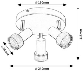 Rabalux 73013 - Stropní bodové svítidlo KONRAD 3xGU10/50W/230V