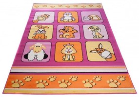 Dětský kusový koberec Animals růžový 160x220cm