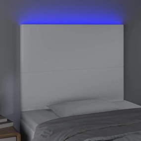 Čelo postele s LED bílé 100x5x118/128 cm umělá kůže 3122229