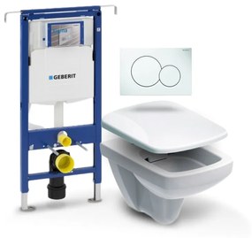 Závěsný WC set Geberit Duofix speciál (modul, tlačítko Sigma 01 bílá, Nova Pro klozet + sedátko) C1F
