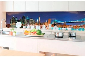 DIMEX | Fototapeta do kuchyně Manhattan KI-350-017 | 350 x 60 cm | modrá, béžová, hnědá