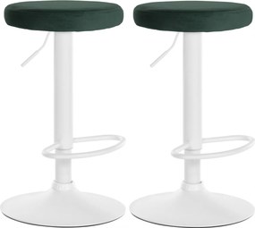 2x Barová židle Ponte - samet, bílý rám - Zelená