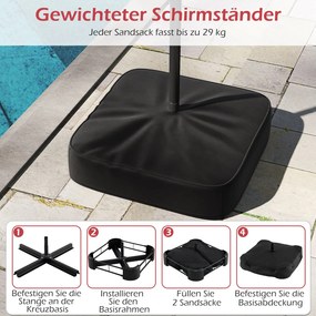 Costway Dvojitý slunečník se stojanem UPF 50+ vínově – 400 × 200 cm