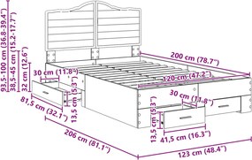 Rám postele s čelo Kouřový dub 120 x 200 cm Kompozitní dřevo 3413625