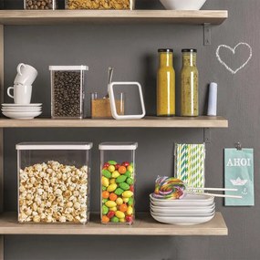 Hranatá plastová dóza na potraviny LOFT bílá 1 l