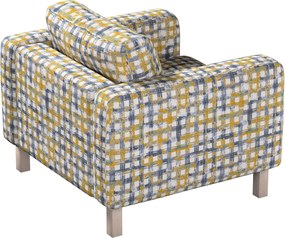 Potah na křeslo IKEA Karlstad, krátký barva modrá látka pletený vzor, vzorované