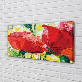 Obrazy na plátně červené květy 120x60 cm