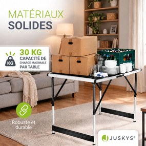 Juskys Skládací multifunkční stoly, sada 3 kusů