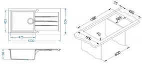 ALVEUS 1140598 - Kuchyňský dřez CADIT 100x50 cm granit/černá