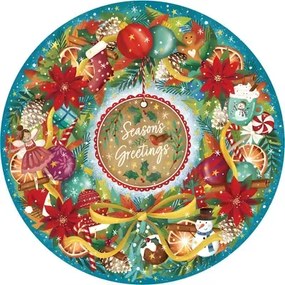 GIBSONS Kulaté puzzle Vánoční pozdravy / 500 dílků / průměr 49 cm