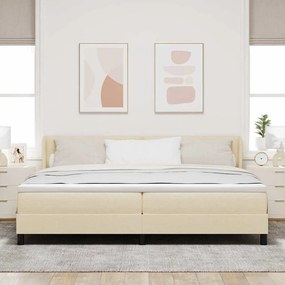 Postel s boxspringem s čelo Krémová 200 x 200 cm textil 3341130