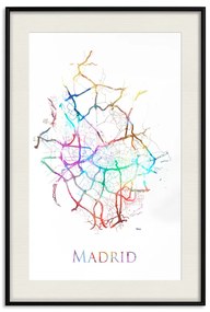 Plakát Madrid - barevná mapa jednoho z měst ve Španělsku a anglický text