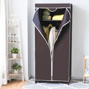 Costway Šatní skříň textilní látková s tyčí na šaty – 75 × 50 × 170 cm, hnědý