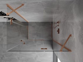 Mexen Mist-H Duo, 2-křídlý ​​výklopný sprchový kout 85 x 105 cm, čiré sklo, měděný matný profil, 8A5-085L-105P-65-00