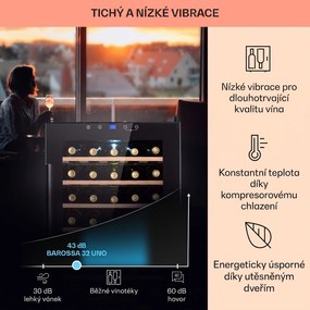 Klarstein Barossa 32 Uno, vinotéka, 95 l/36 lahví, 1 zóna, dotykové ovládání