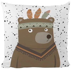 Povlak na polštář bear indian, bavlněný satén