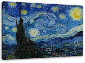 Obraz na plátně reprodukce hvězdné noci van gogh - 100x70 cm