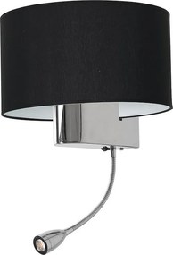 Nástěnné svítidlo Napoli, 1x černé textilní stínítko + 1xLED 1w, ch