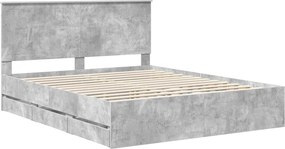 Rám postele s čelo Betonově šedá 160 x 200 cm Inženýrské dřevo 3411099