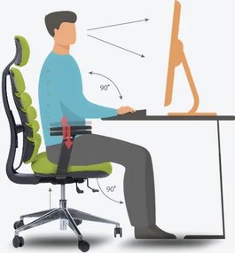 MERCURY Ergonomická kancelářská židle WORKEASE - zelená látka
