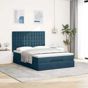 Osmanský rám postele s matracemi tmavě modrá 140x190cm samet 3314466