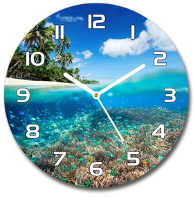 Wallmuralia Skleněné hodiny na stěnu Korálový útes fi 30 cm
