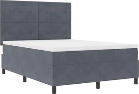 Postel s boxspringem s čelo Tmavě šedá 140 x 200 cm samet 3339837