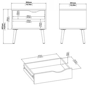 Noční stolek Retro, bílá / dub sonoma