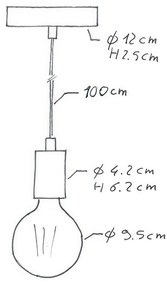 creative cables Závěsná lampa s textilním kabelem a jednobarevnými kovovými detaily Barva: Černá