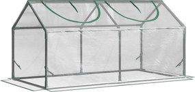 Zeleninový skleník Outsunny s oknem, PE síťoví fólií, ocelová konstrukce pro balkon, zahradu, skleník pro rajčata 120x60x60cm | Aosom